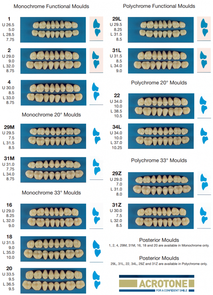 Acrotone Acrylic Teeth – Phoenix Dental Supply